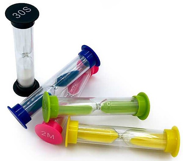 Timeglass Sett 5 stk Høyde 89mm 0.5/1/2/3/5 minutter - Gamezone.no