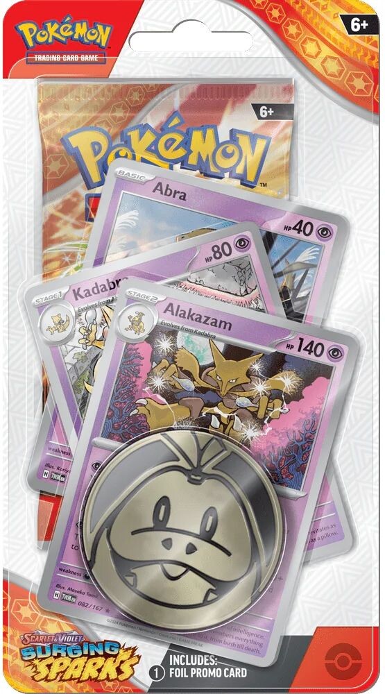 Pokemon Surging Sparks Prem. Alakazam 1 Pack Booster Blister Checklane ...